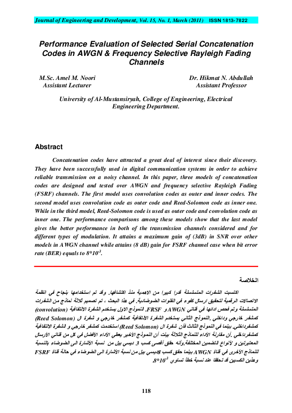 (PDF) Performance Evaluation of Selected Serial Concatenation Codes in ... (PDF) Performance Evaluation of Selected Serial Concatenation Codes in ...
