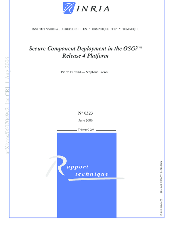 (PDF) Secure component deployment in the osgi (tm) release 4 platform