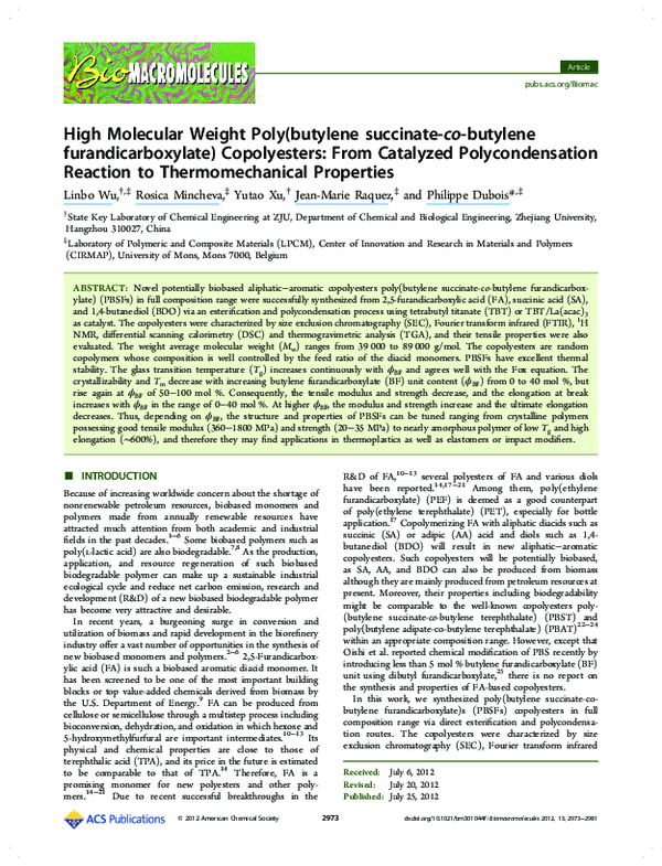 High Molecular Weight Poly(butylene succinate- co -butylene ...