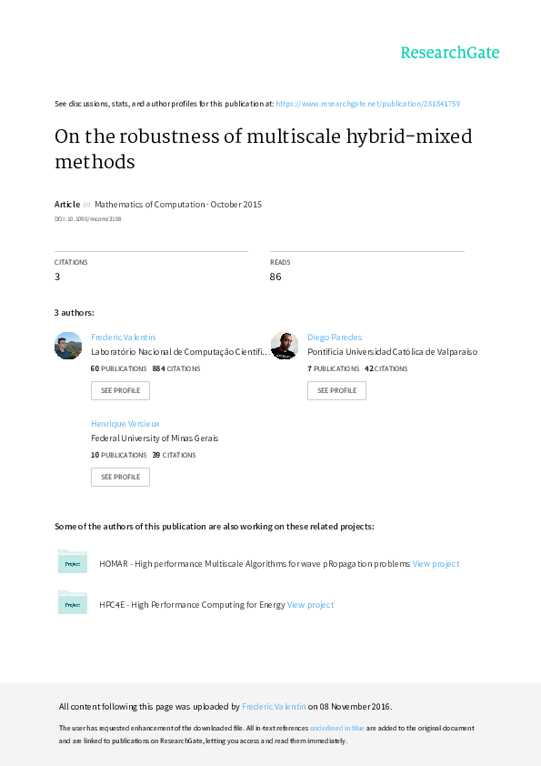 (PDF) On the robustness of multiscale hybrid-mixed methods