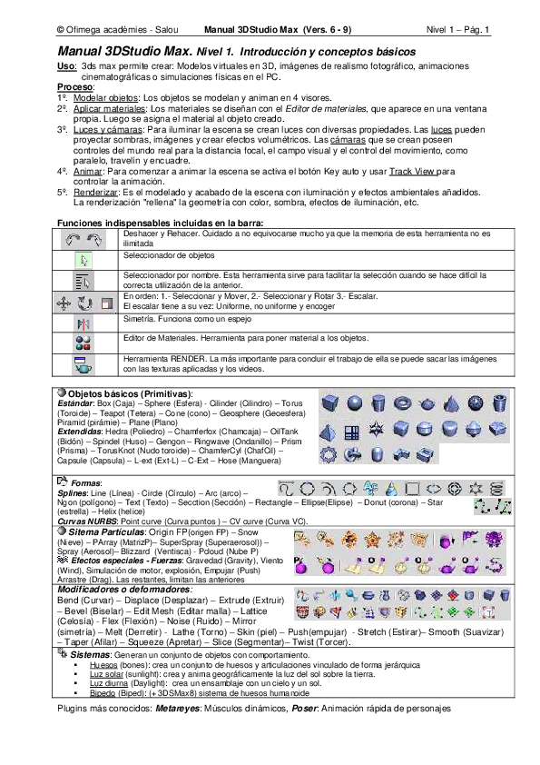 (PDF) Manual 3DStudio Max. Nivel 1. Introducción y conceptos básicos