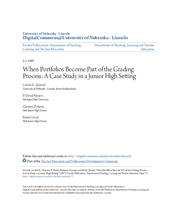 (PDF) When portfolios become part of the grading process: A case study ...