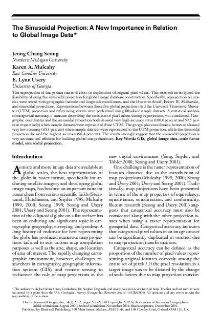 (PDF) The Sinusoidal Projection: A New Importance in Relation to Global Image Data