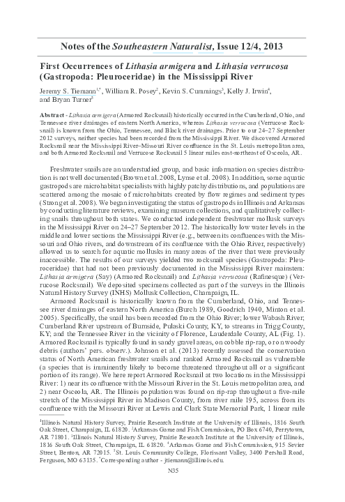 (PDF) First Occurrences of Lithasia armigera and Lithasia verrucosa ...
