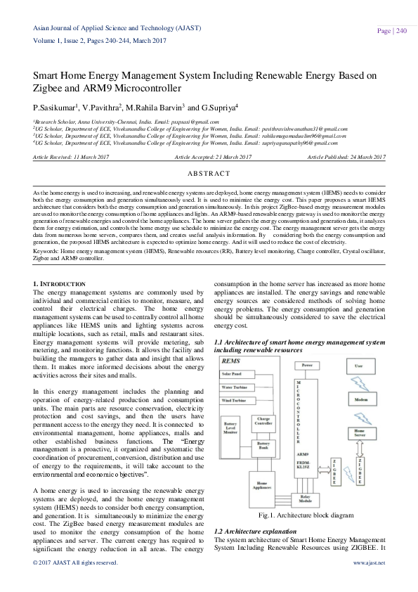 (PDF) Smart Home Energy Management System Including Renewable Energy ...