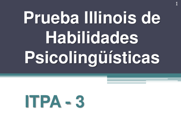 (PDF) Prueba Illinois de Habilidades Psicolingüísticas ITPA -3