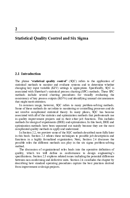 (PDF) Statistical Quality Control and Six Sigma