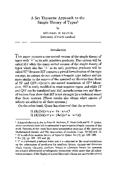 Pdf A Set Theoretic Approach To The Simple Theory Of Types1