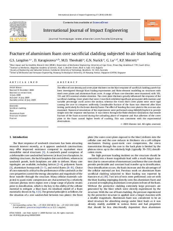 (PDF) Fracture of aluminium foam core sacrificial cladding subjected to ...