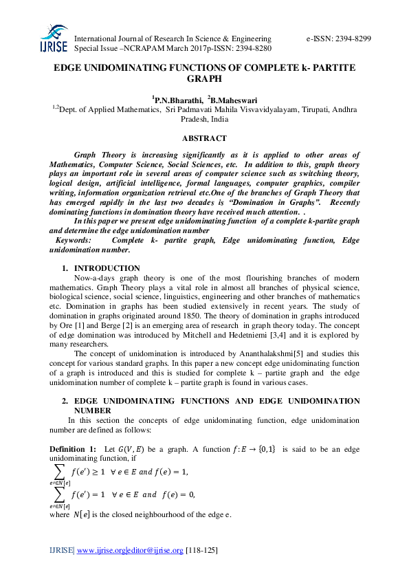 (PDF) EDGE UNIDOMINATING FUNCTIONS OF COMPLETE k-PARTITE GRAPH