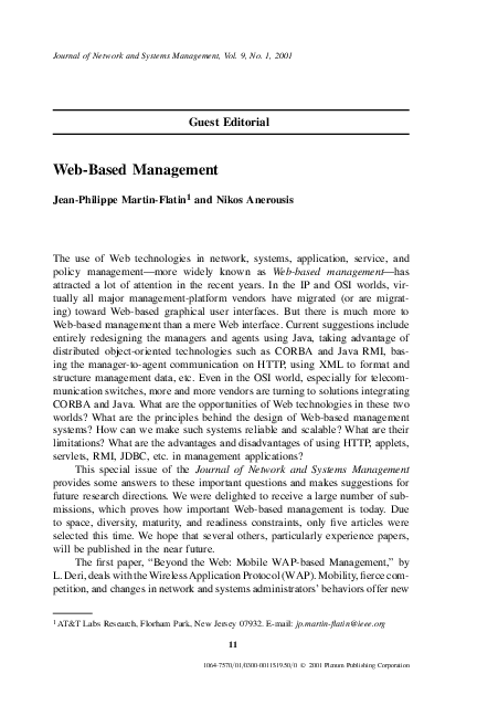 (PDF) Guest Editorial: Web-Based Management