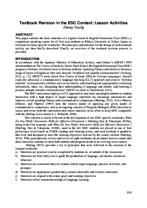 (PDF) Textbook Revision in the EDC Context: Lesson Activities