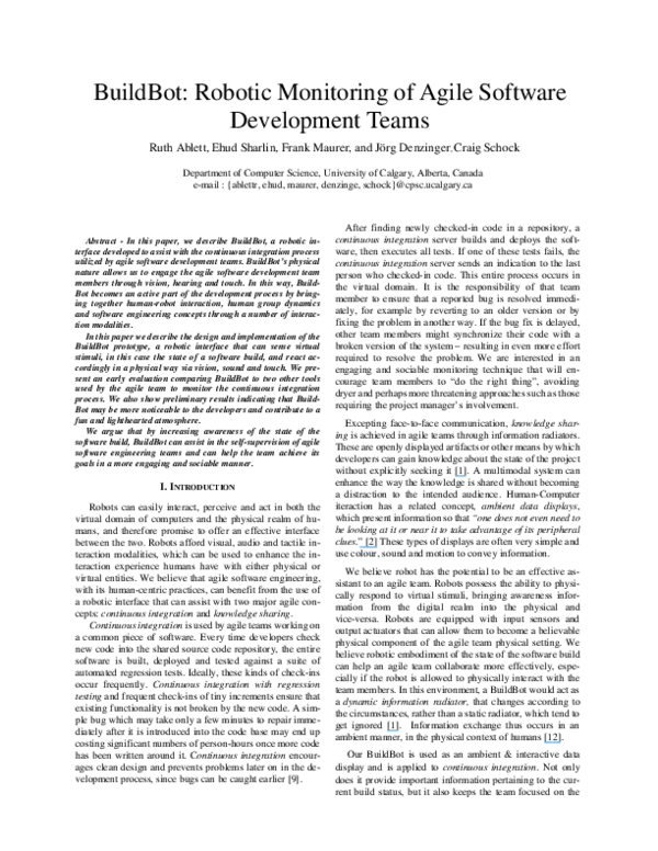 (PDF) BuildBot: Robotic Monitoring of Agile Software Development Teams