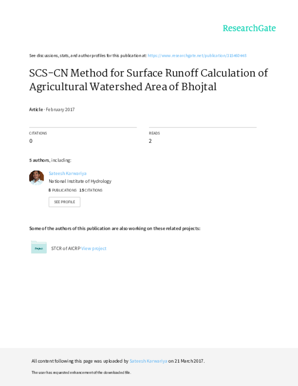 (PDF) SCS-CN Method for Surface Runoff Calculation of Agricultural ...