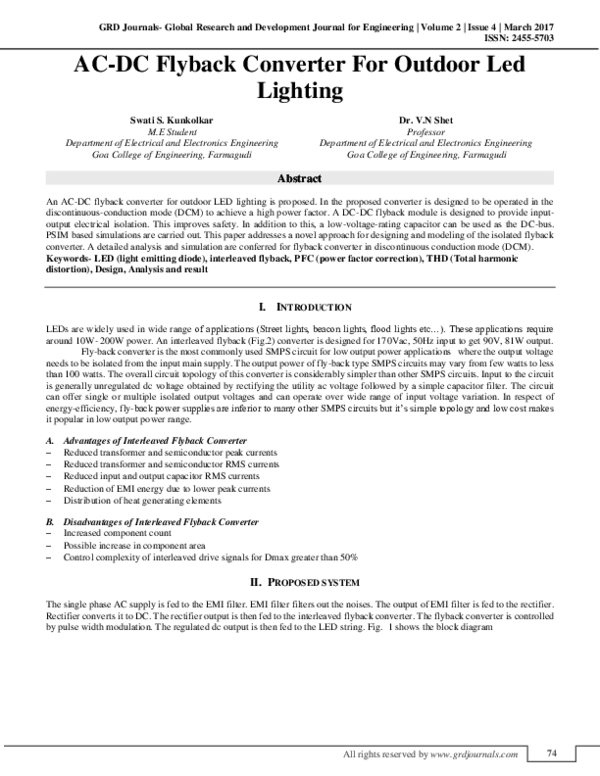 (PDF) AC-DC Flyback Converter For Outdoor Led Lighting