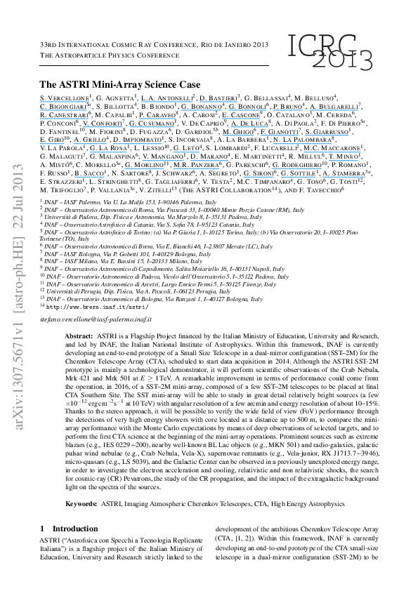 (PDF) The ASTRI Mini-Array Science Case | Maria Concetta Maccarone - Academia.edu