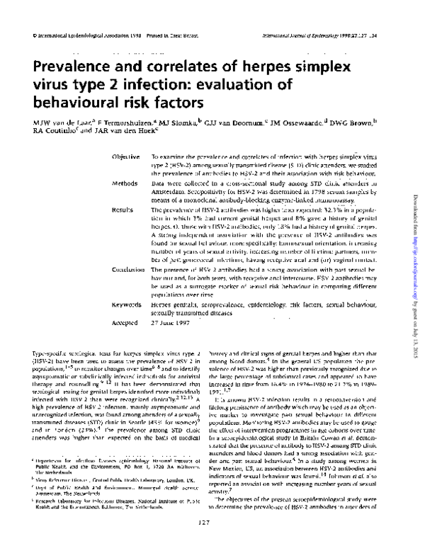 (PDF) Prevalence and correlates of herpes simplex virus type 2 ...