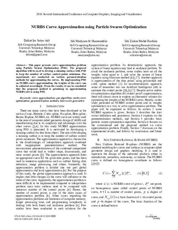 Pdf Nurbs Curve Approximation Using Particle Swarm Optimization