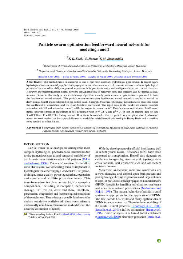 Pdf Particle Swarm Optimization Feedforward Neural Network For