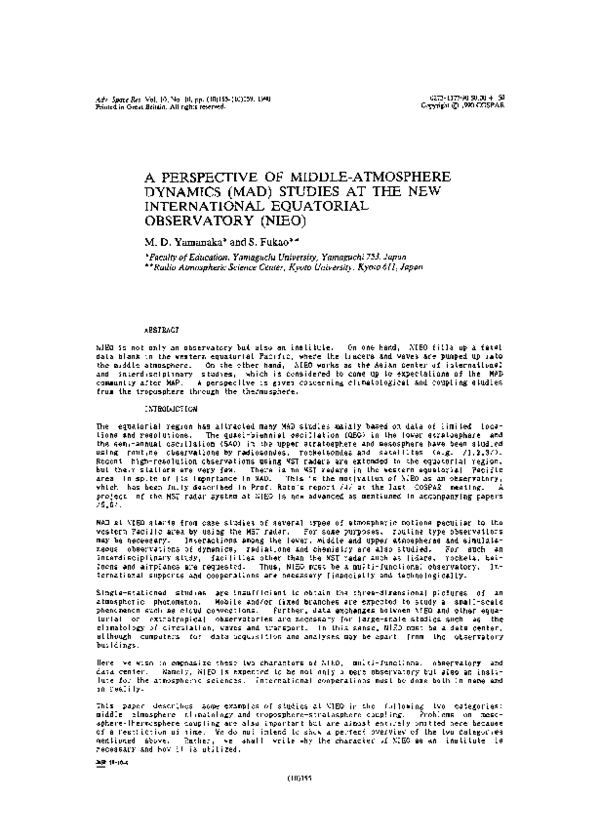 (PDF) A perspective of Middle-Atmosphere Dynamics (MAD) studies at the ...