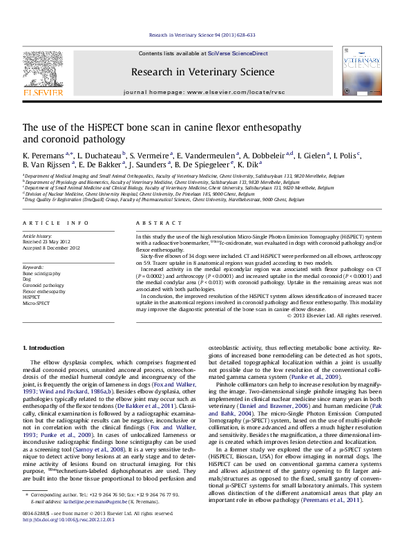 (PDF) The use of the HiSPECT bone scan in canine flexor enthesopathy ...