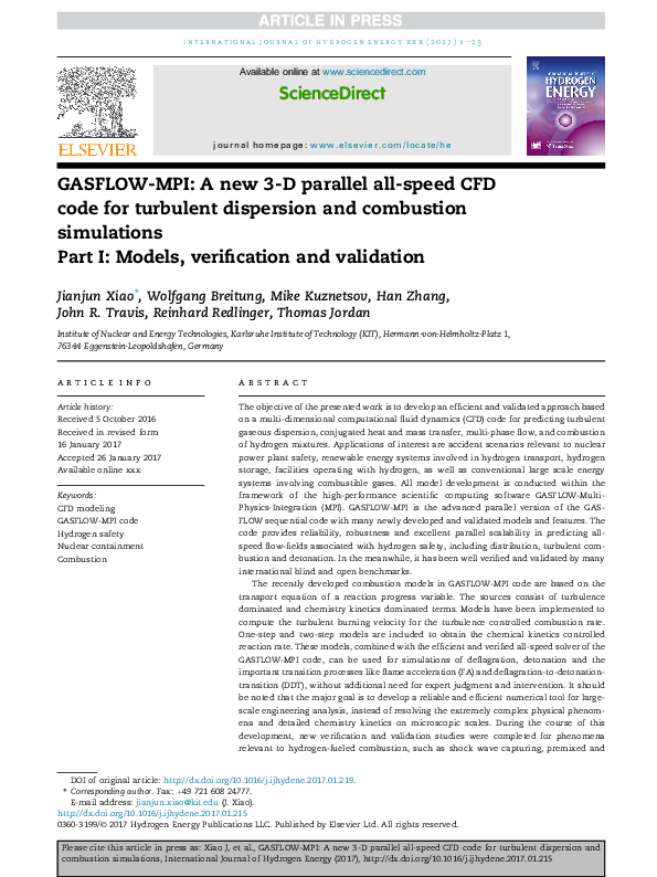 Pdf Gasflow Mpi A New 3 D Parallel All Speed Cfd Code For Turbulent