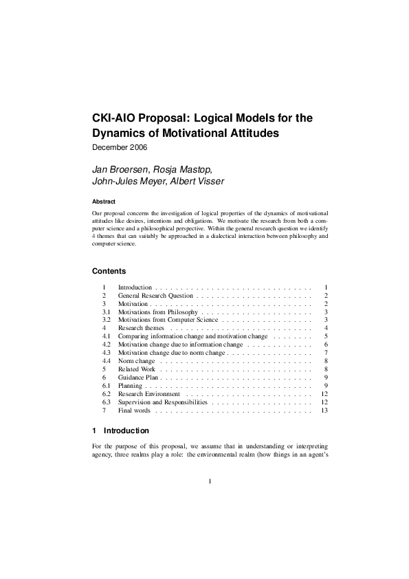 (PDF) CKI-AIO Proposal: Logical Models for the Dynamics of Motivational ...