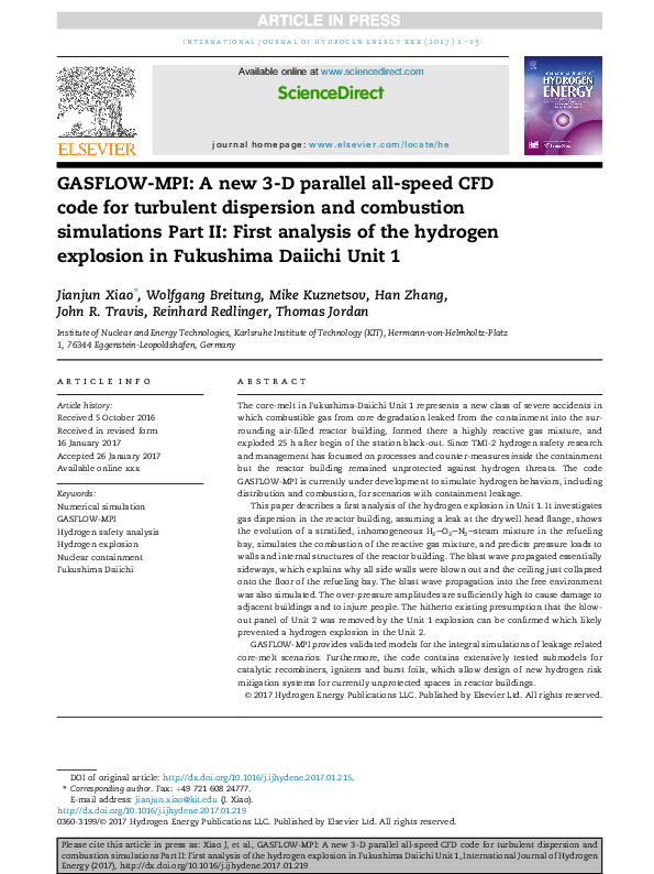Pdf Gasflow Mpi A New 3 D Parallel All Speed Cfd Code For Turbulent Dispersion And Combustion