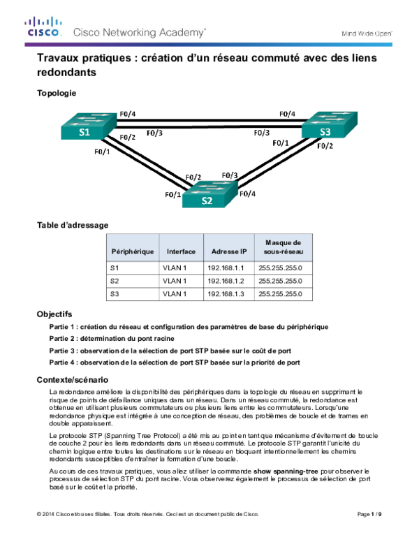 (PDF) .1.2.10 Lab - Building a Switched Network with Redundant Links