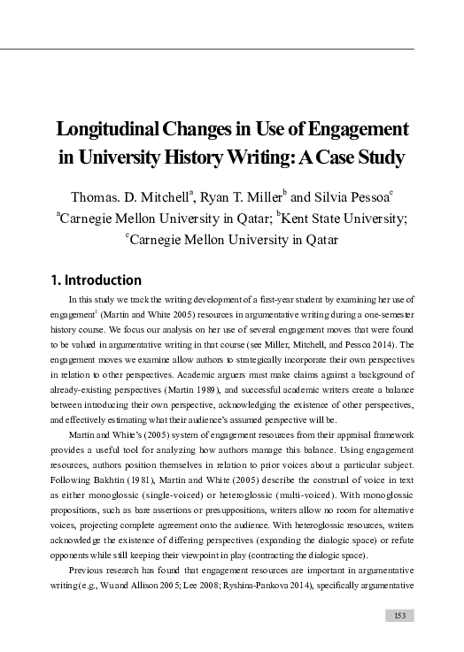 (PDF) Longitudinal Changes in Use of Engagement in University History ...