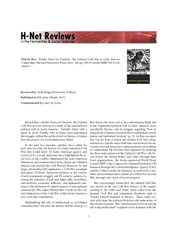 (PDF) Review Patrick Iber, Neither Peace Nor Freedom.pdf