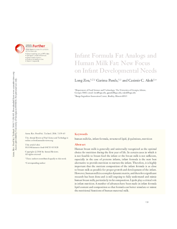 (PDF) Infant Formula Fat Analogs and Human Milk Fat: New Focus on ...