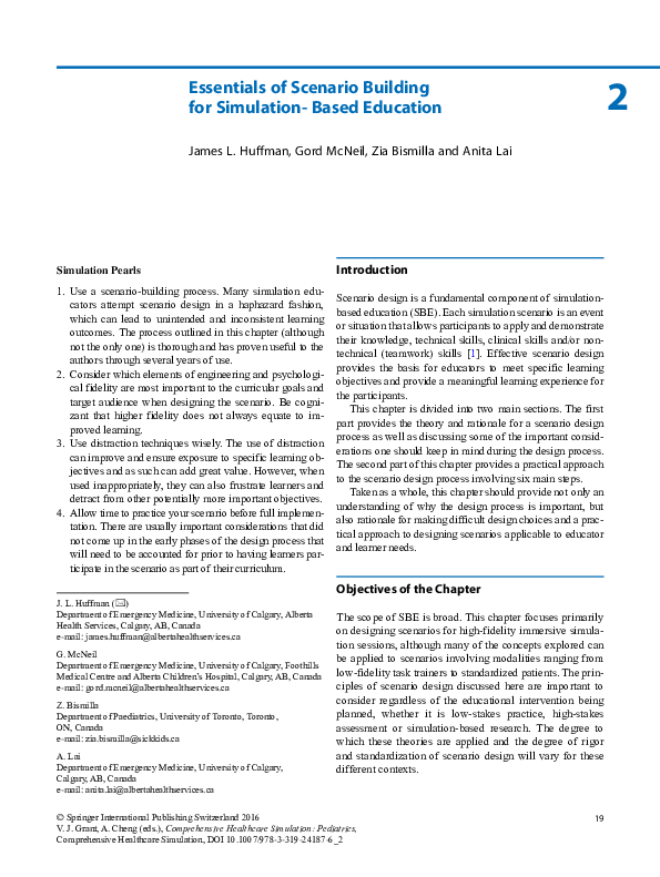 (PDF) 2 Essentials of Scenario Building for Simulation-Based Education ...