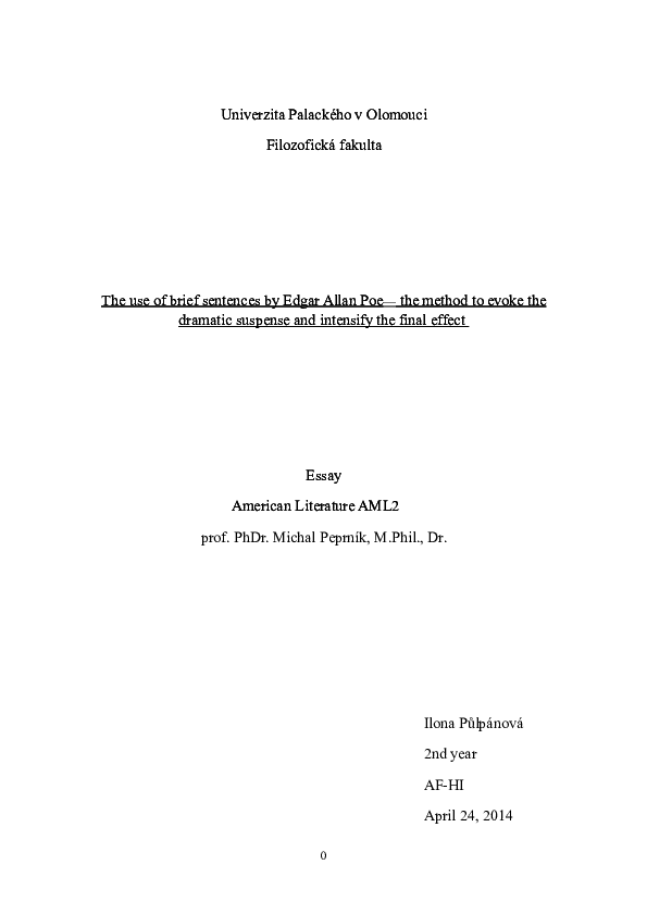 (DOC) Edgar Allan Poe's Use of Brief Sentences for Suspense