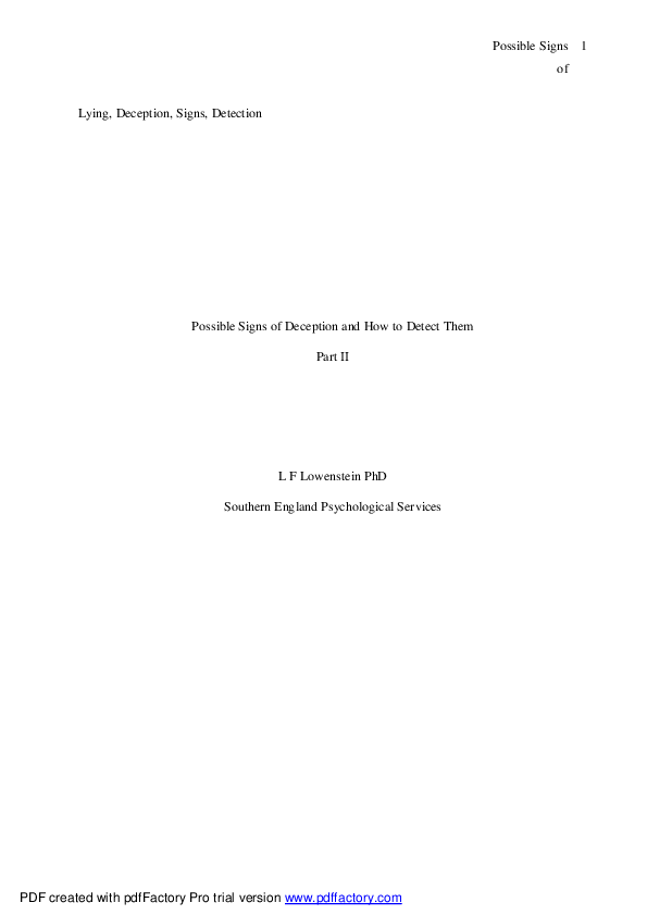 (PDF) Possible Signs of Deception and How to Detect Them Part II