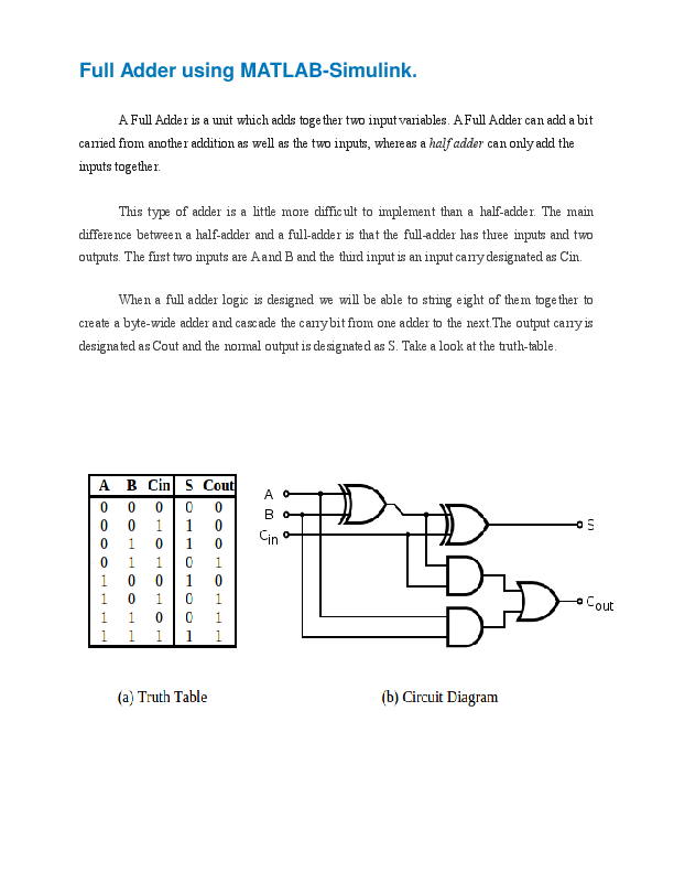 Full Adder Truth Table And Circuit Diagram