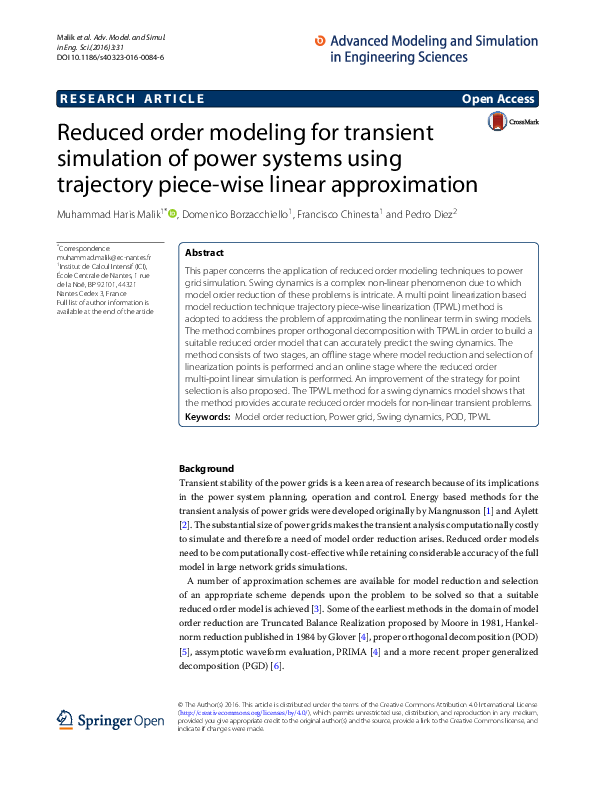 (PDF) Reduced order modeling for transient simulation of power systems using trajectory piece ...