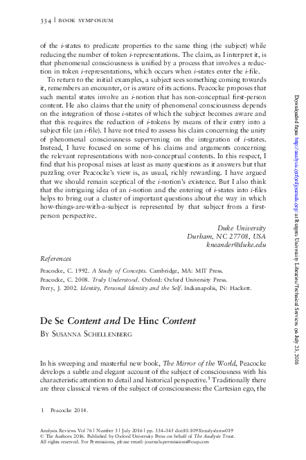 (PDF) De Se Content and De Hinc Content