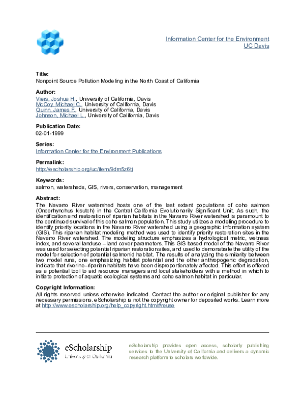 (PDF) Nonpoint Source Pollution Modeling in the North Coast of ...