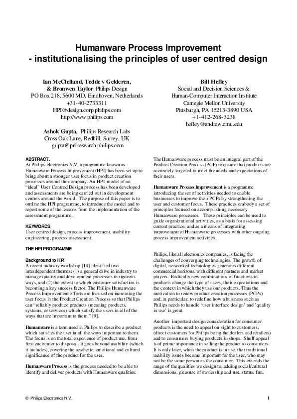 (PDF) HumanWare Process Improvement-institutionalising the principles ...