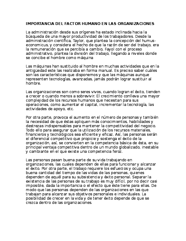 (DOC) ENSAYO IMPORTANCIA DEL FACTOR HUMANO