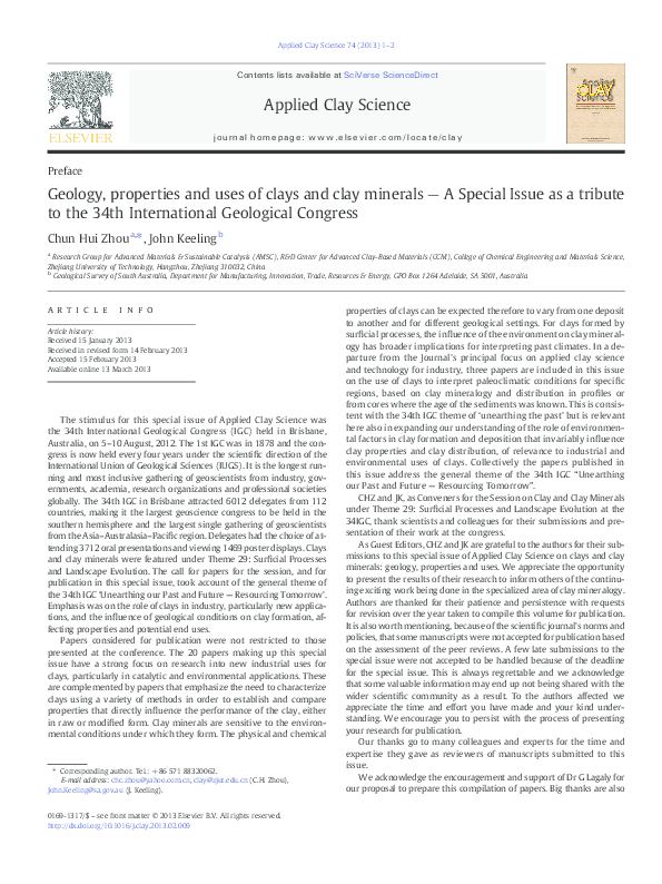 (PDF) Geology, properties and uses of clays and clay minerals — A ...