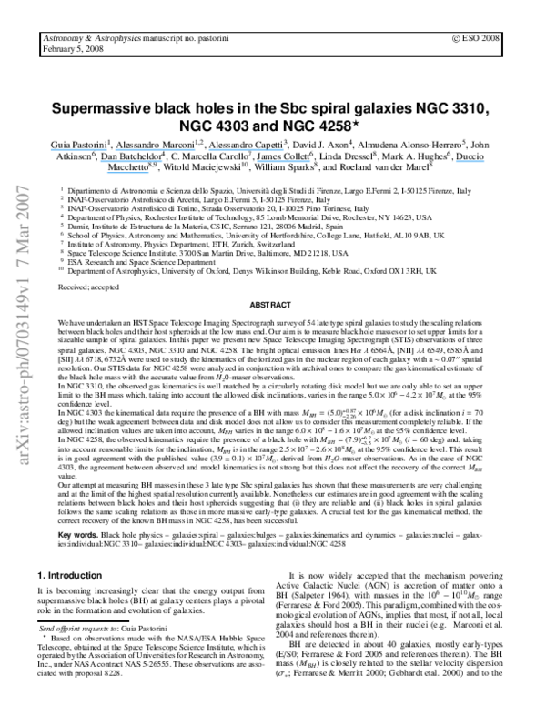 (PDF) Supermassive black holes in the Sbc spiral galaxies NGC 3310, NGC ...