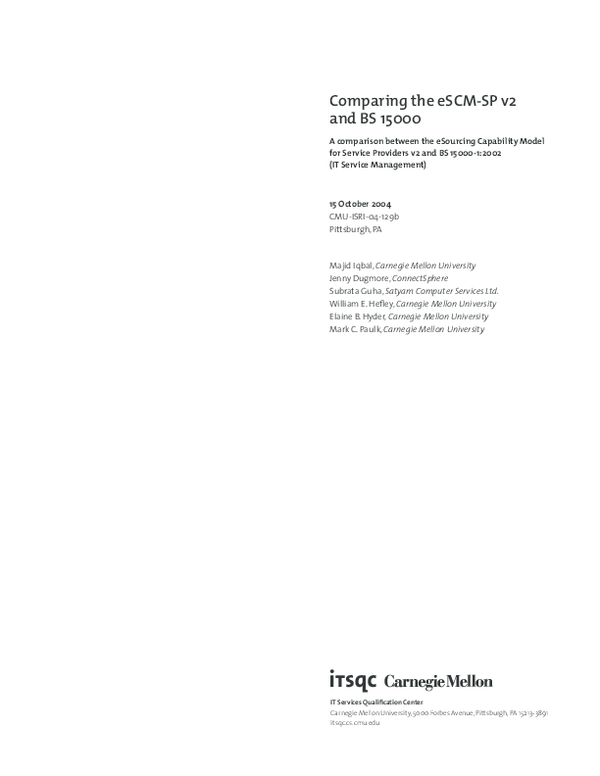 (PDF) Comparing the eSCM-SP v2 and BS 15000