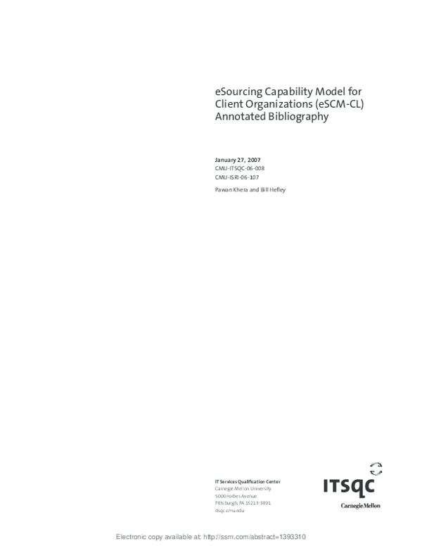 (PDF) The eSourcing Capability Model for Client Organizations (eSCM-CL ...