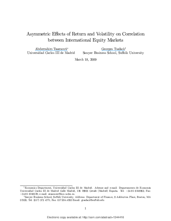 (PDF) Asymmetric Effects of Return and Volatility on Correlation between International Equity ...