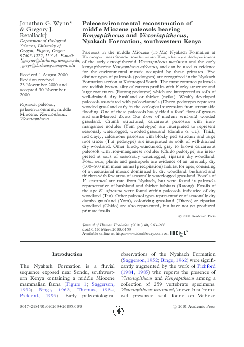 (PDF) Middle Miocene paleosols and paleoenvironments from the Nyakach ...