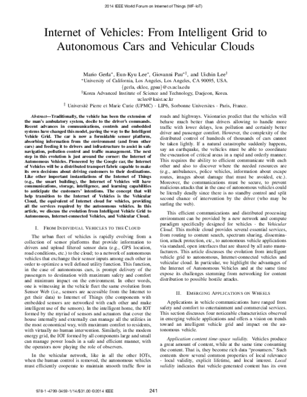 (PDF) Internet of Vehicles: From Intelligent Grid to Autonomous Cars ...