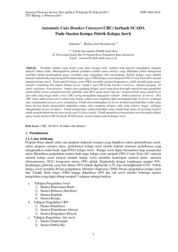 (PDF) Automatic Cake Breaker Conveyor(CBC) berbasis SCADA Pada Stasiun ...