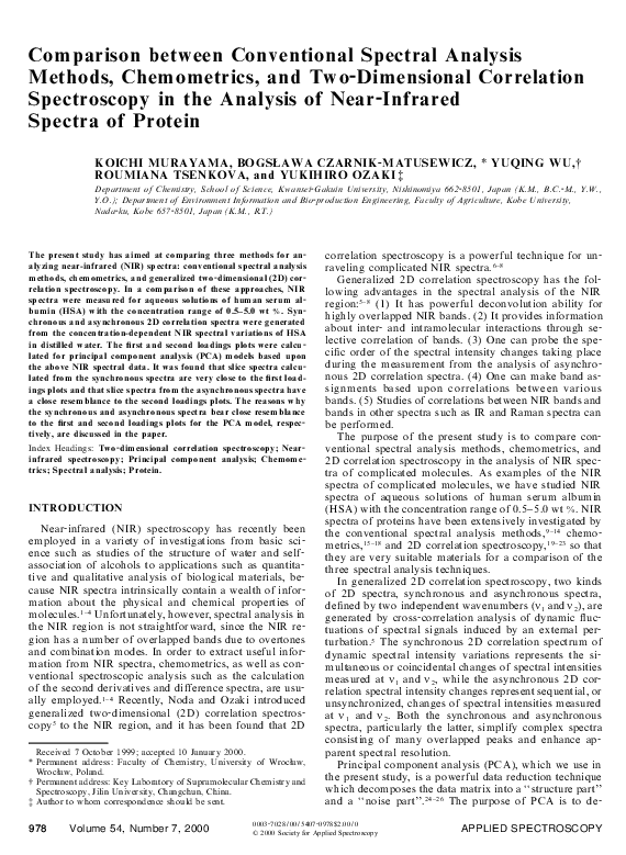 (PDF) Comparison between Conventional Spectral Analysis Methods, Chemometrics, and Two ...